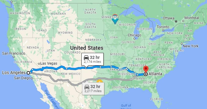 Shipping a Car From California to Georgia